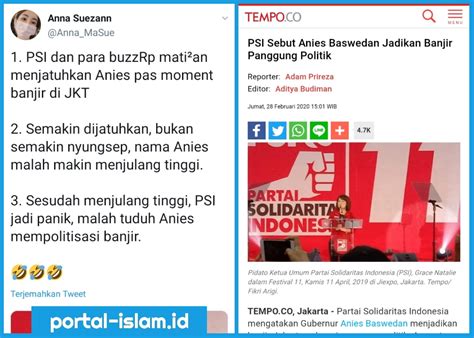 Blunder PSI, Mau Jatuhin Anies Lewat Banjir, Ehh Malah Anies Makin Melambung, Sekarang Sewot ...