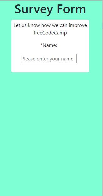 Responsive Web Design Projects Build A Survey Form Need Help Html Css The Freecodecamp Forum