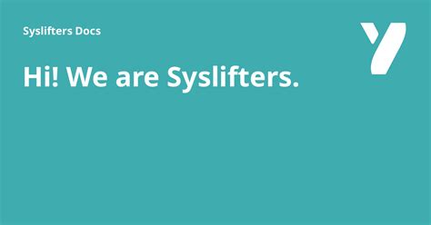 Hi We Are Syslifters Syslifters Docs
