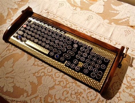 Keyboard Mouse Combo Antique Looking Victorian Styling Steampunk Typewriter Gold On Luulla