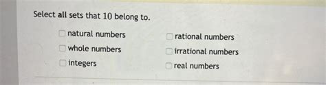 Select All Sets That 10 ﻿belong Torational