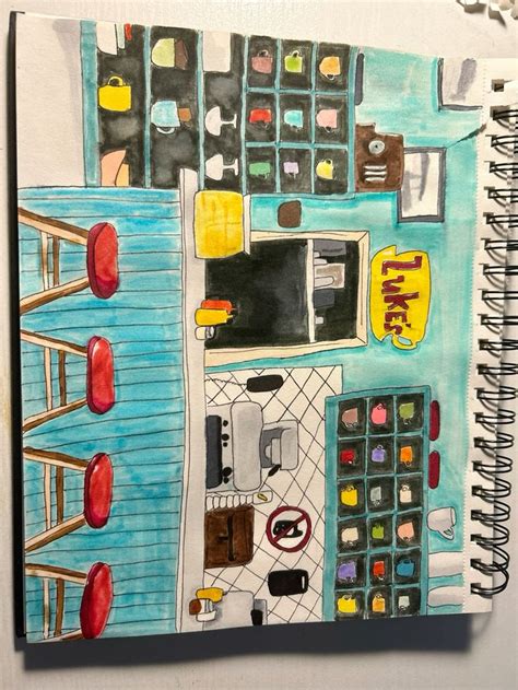 Lukes Diner Drawing Gilmore Girls In 2024 Gilmore Girls Art