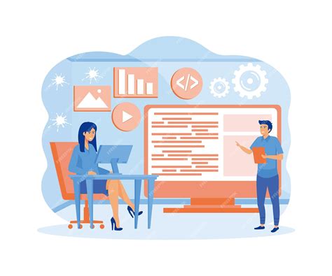 Premium Vector | Software engineer concept web design and development programmer and coding ...