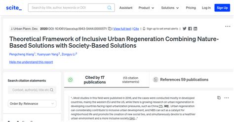 Theoretical Framework Of Inclusive Urban Regeneration Combining Nature Based Solutions With