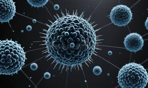 3d Virus Like Structure With Numerous Spherical Particles Resembling Network Interconnected