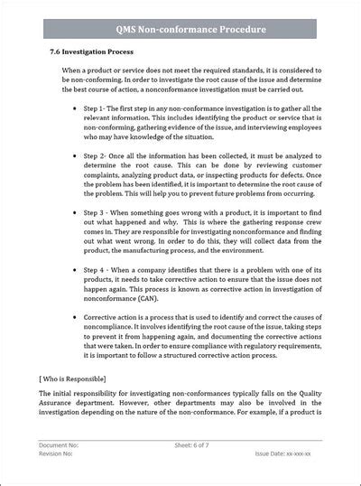 Qms 9001 Non Conformance Procedure Iso Templates And Documents Download