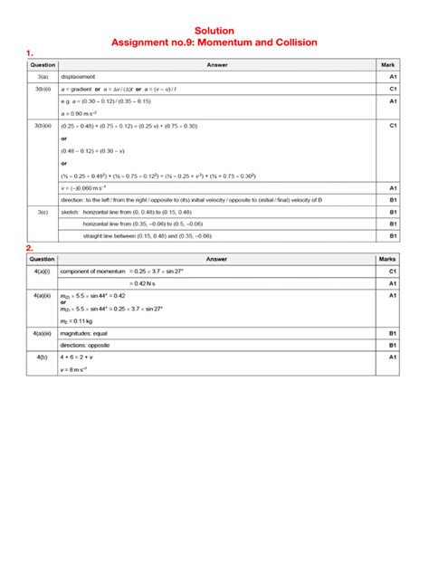 solution assignment no 9 momentum and collision pdf