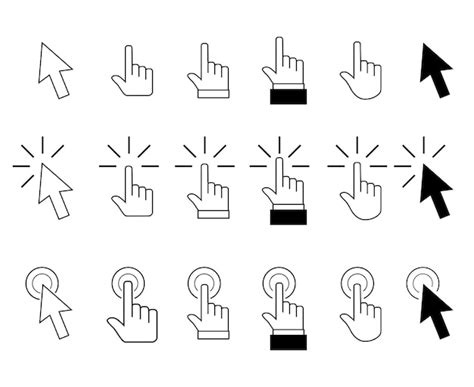 premium vector pointer cursor arrows and hand click