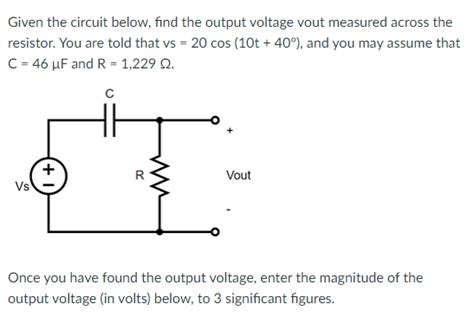 solved given the circuit below find the output voltage vout