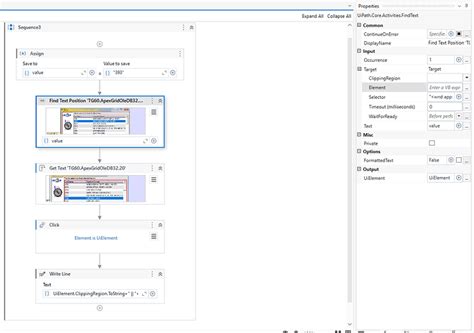 Select Exact Value In Find Text Position And Click Text Activity