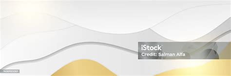 사실적인 라인 웨이브 기하학적 원 모양의 현대적인 미니멀하고 깨끗한 화이트 골드 배경 웹 프리젠 테이션 벽지를위한 우아한 실버 디자인 벡터 그래픽 디자인 배너 패턴