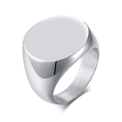 Rund signet ring Mäns rostfritt stål svart ton platt topp Pinky Whol