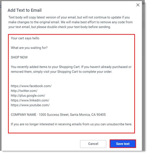 How To Review And Edit The The Plain Text Version Of Your Email