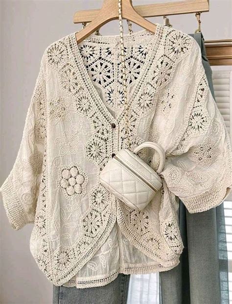 Ivory Crochet Lace Cardigan Top Cottagecore Vintage Blouse Cottagecore Outfit Ideas Boho