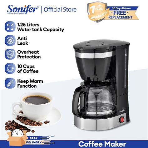 Sonifer Drip Coffee Maker Set Heating Plate Electric Coffee Maker Machine Milk Frother Anti