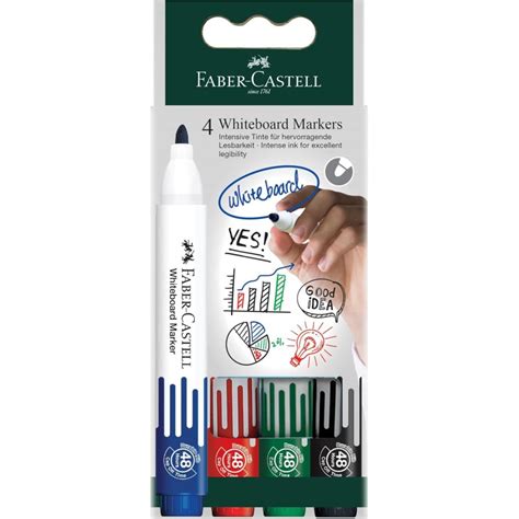 Faber Castell W20 Pack De 4 Marqueurs Pour Tableau Blanc Pointe Ogiv