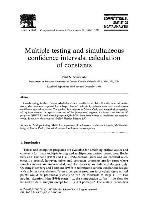 pdf multiple testing and simultaneous confidence intervals