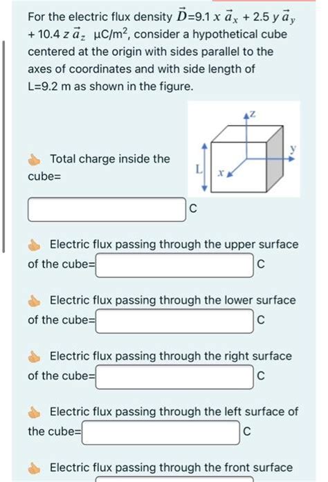 Solved For The Electric Flux Density D 9 1 X āx 2 5 Yāy