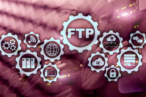 Ftp File Transfer Protocol Network Transfer Data To Server On Supercomputer Background Stock