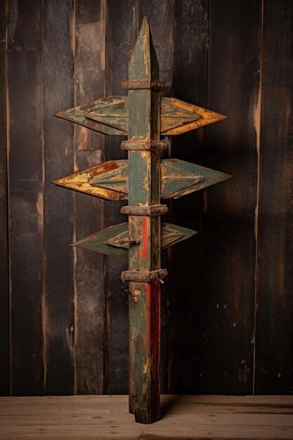 Premium Ai Image A Vintage Wooden Arrow Signpost With Multiple Directions Created With