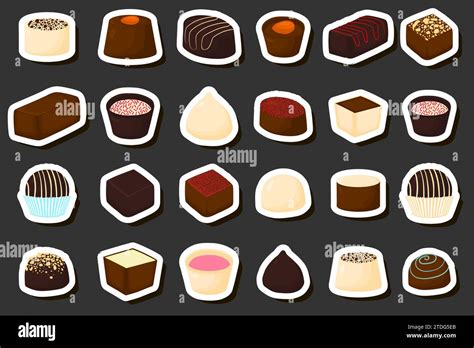 Illustration On Theme Beautiful Big Set Sweet Chocolate Candy Bonbon Candy Bonbon Consisting Of