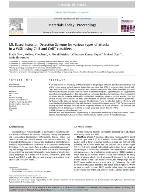 Pdf Ml Based Intrusion Detection Scheme For Various Types Of Attacks