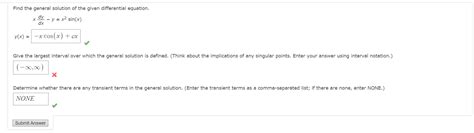 Solved Find The General Solution Of The Given Differential