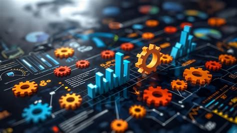 Interconnected Gears And Technology Symbols On Circuit Board Background Generative Ai Premium
