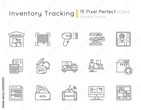 Inventory Tracking Pixel Perfect Linear Icons Set Warehousing Goods Receipt And Return