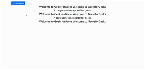 bootstrap 5 offcanvas geeksforgeeks