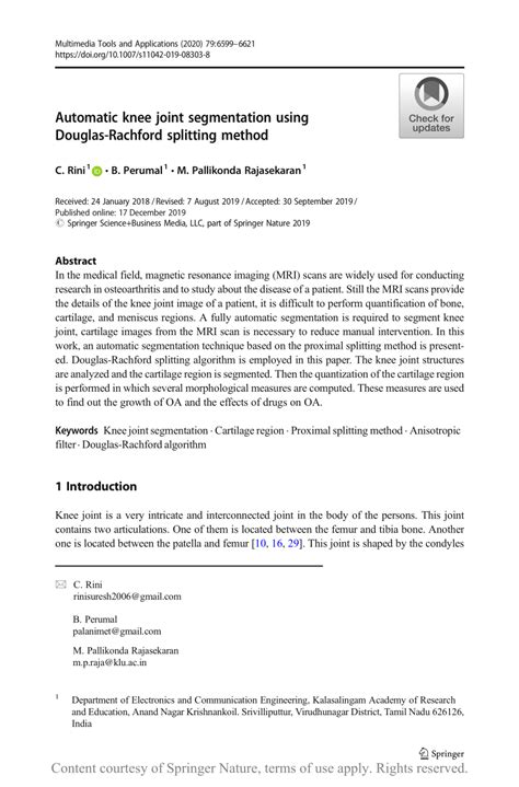 Automatic Knee Joint Segmentation Using Douglas Rachford Splitting Method Request Pdf