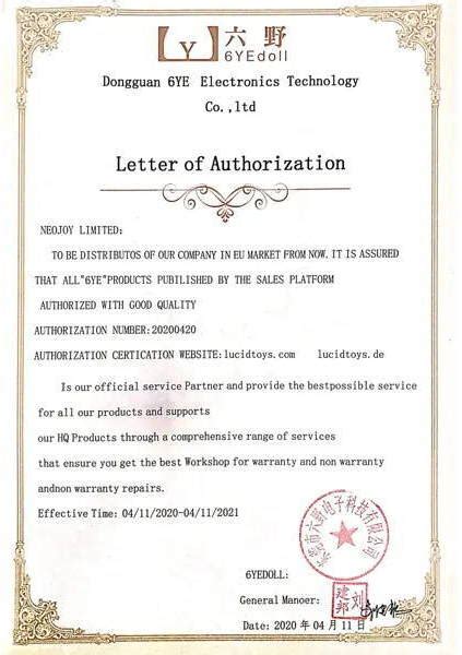 Certificate Lucidtoys
