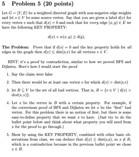 Solved 5 Problem 5 20 Points Let Gv E Be A Weighted