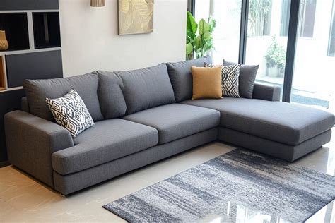 Contemporary Living Room Design With Grey L Shaped Sofa