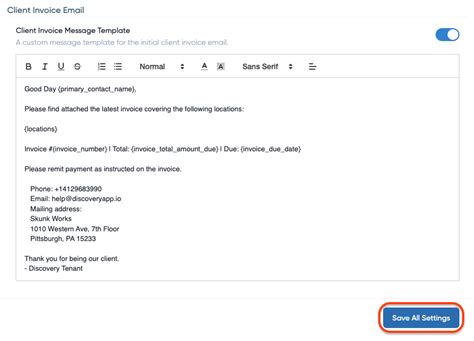 Client Invoice Email Message Template Discovery
