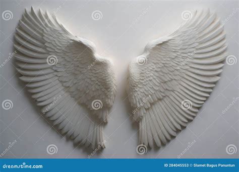 Illustration Of A Pair Of White Angel Wings For Mockup Stock