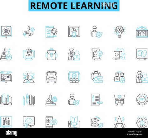 Remote Learning Linear Icons Set Virtual Digital Online Distance E