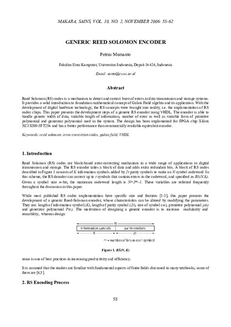Pdf Generic Reed Solomon Encoder