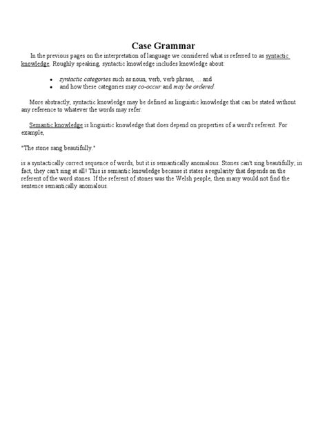 Case Grammar Pdf Syntax Linguistics