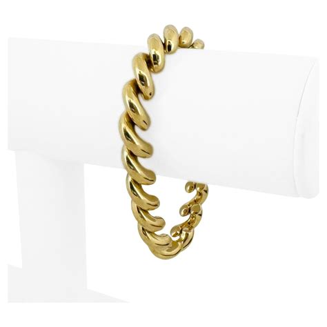14 Karat Yellow Gold Ladies Polished San Marco Link Bracelet Turkey For