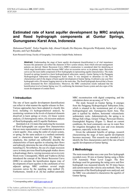 Pdf Estimated Rate Of Karst Aquifer Development By Mrc Analysis And