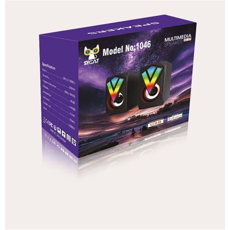 Sycat No 1046 Computer Speaker Usb Colorful Lighting Effect Rgb Gaming Laptop Pc Speaker For