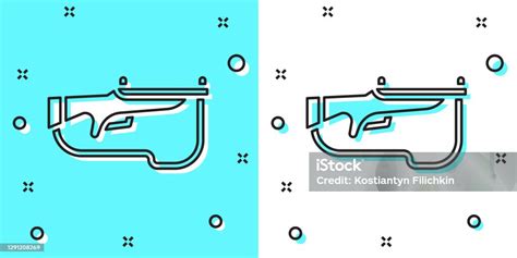 녹색과 흰색 배경에 고립 된 검은 줄 바이애슬론 소총 아이콘 스키 건 임의동적 모양 벡터 Championship에 대한 스톡 벡터 아트 및 기타 이미지 Istock
