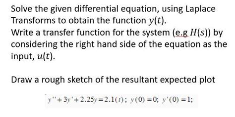 solved solve the given differential equation using laplace