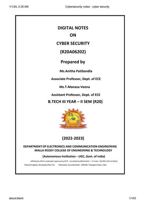 SOLUTION Cybersecurity Notes Cyber Security Studypool