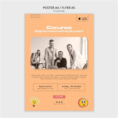Premium Psd Flat Design E Learning Template