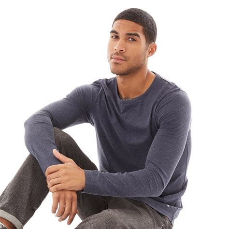 Buy Fluid Mens Plain Long Sleeve Top Navy Marl