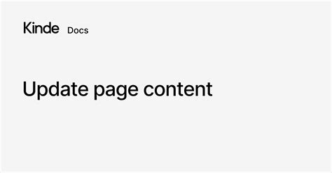 Update Page Content Kinde Docs