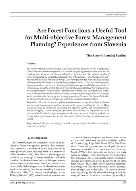 Pdf Are Forest Functions A Useful Tool For Multi Objective Forest Management Planning
