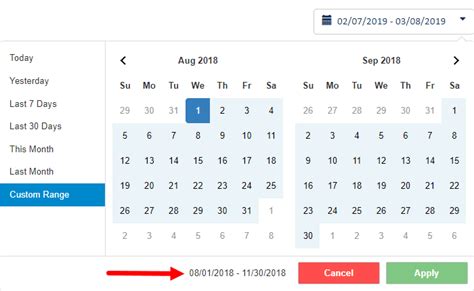 apply a custom date range filter